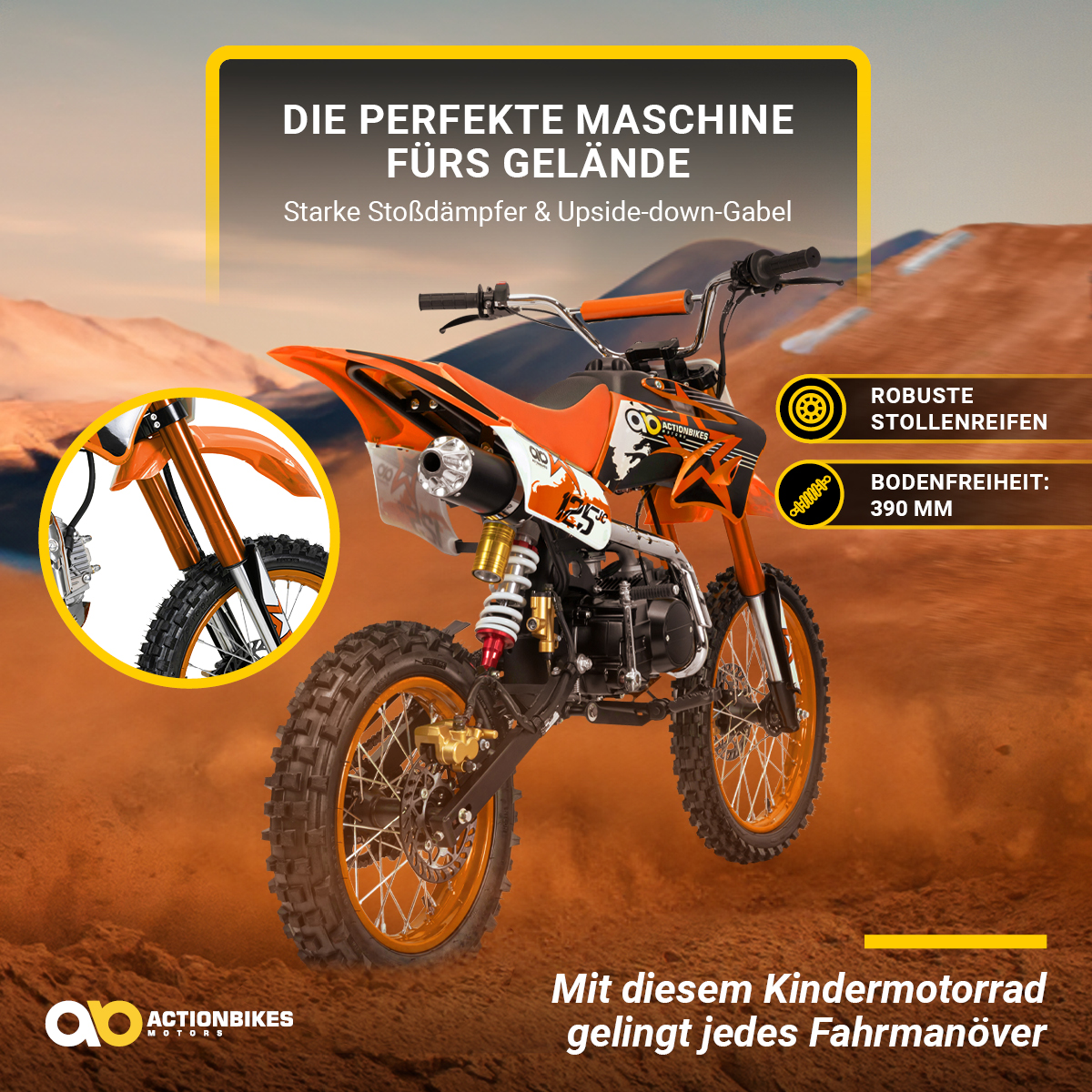 iwheels - Kinder-Crossbike JC125, Benzin-Kindermotorrad, 125 ccm, 17/14 ...
