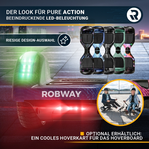 iwheels - ROBWAY W1 Hoverboard für Erwachsene & Kinder, 6,5 Zoll, Self ...